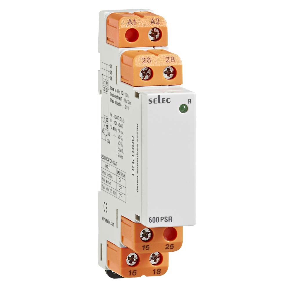 Selec 600PSR-280/520 DIN Rail 17.5 mm Phase Sequence Relay | Rayleigh ...