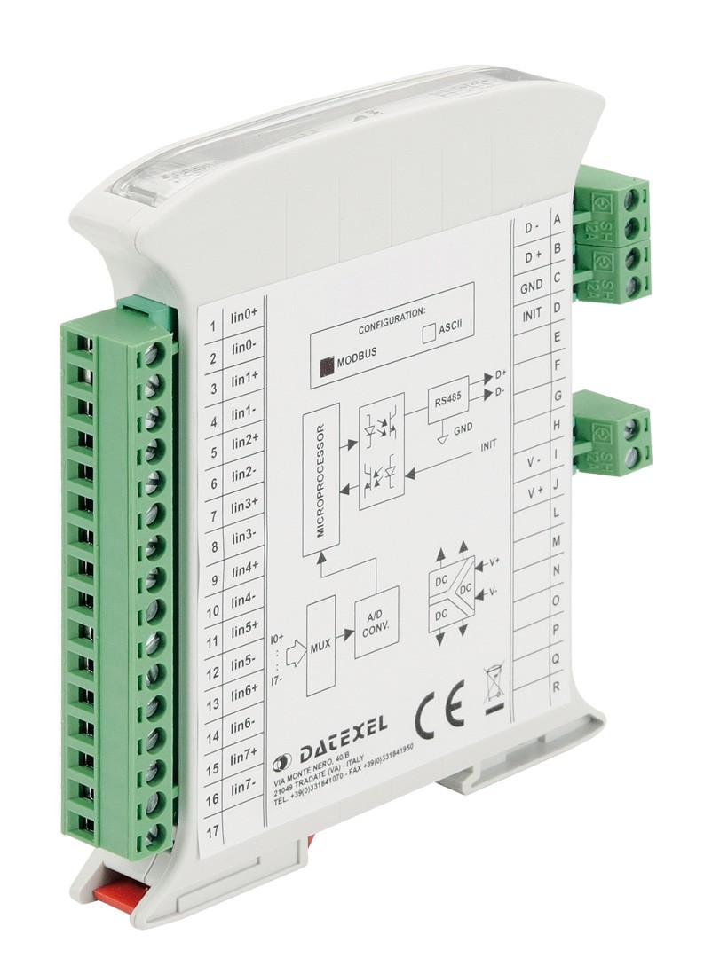 Datexel DAT 3017-I Distributed I/O Module 8 Input Channel +/- 20mA RS485 MODBUS-RTU ...